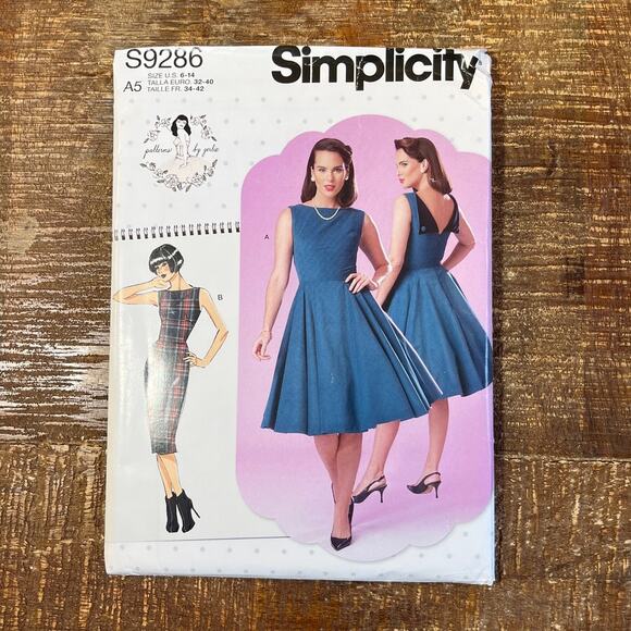 Simplicity | Office | Simplcity Sewing Pattern S9286 Retro Fold Back Facing Dress Gertie 64 ...